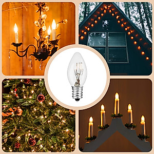 LEDESIGN 7 Watt Night Light Replacement Bulbs, Salt Lamp Light Bulb, Plug-in Night Light, Electric Window Candle Bulb, Night Lamps &Christmas Lights Incandescent E12 Socket C7, 12 Packs