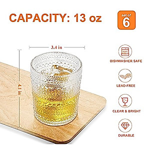 Cocktail Glasses Vintage Drinking Glasses - 13 OZ Hobnail Glassware with Straw Set of 6 - Bubble Cocktail Glass Raindrops Beaded Glassware Romantic Water Glasses Suit for Cocktail Whiskey Juice