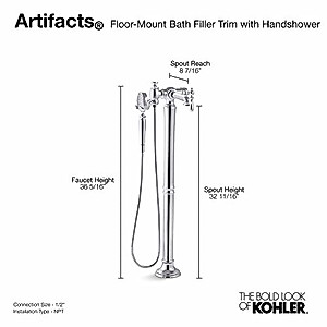 Kohler T72790-9M-AF Artifacts FREESTANDING Bath Faucet Trim, Vibrant French Gold