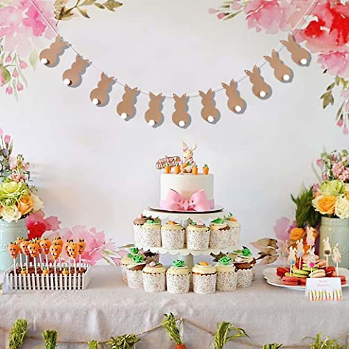 Bunny Banner - Happy Easter Banner,easter Birthday Party Decorations,easter Bunny Hanging Wreath, Happy Easter Home Decoration for Mantels