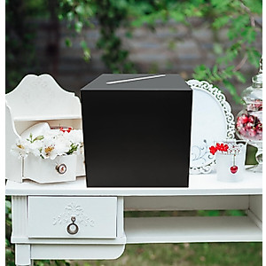 SietDESEO Black Card Box Diy Gift Card Box Money Card Box Holder for Wedding Reception Baby Shower Bridal Shower Birthday Party Supplies Black Wedding Card Box