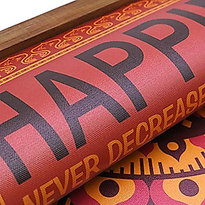 Buddha Wall Art Zen Decor Printed on Canvas with Scroll Wood Frame Hanger Poster Happiness Quote Motivational Home Decor Hanging Painting 15.7 x 27 inch… (buddha happiness)