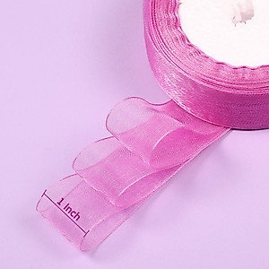 6 Rolls Organza Ribbon Sheer Chiffon Ribbon Bulk for Gift Wrapping Decorating Valentine‘s Day Wedding Birthday Bouquet Garland(25 Yard Each Roll,Purple)