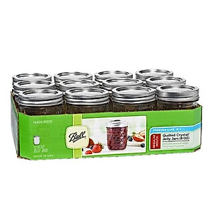 LAIBY Ball Quilted Crystal Jelly Jars (Case of 12), 8 oz glass jars with lids, Canning Lids Wide Mouth, Storage Glass Jar With Airtight Lids And Bands For Preserving, Jam, Honey and Jelly