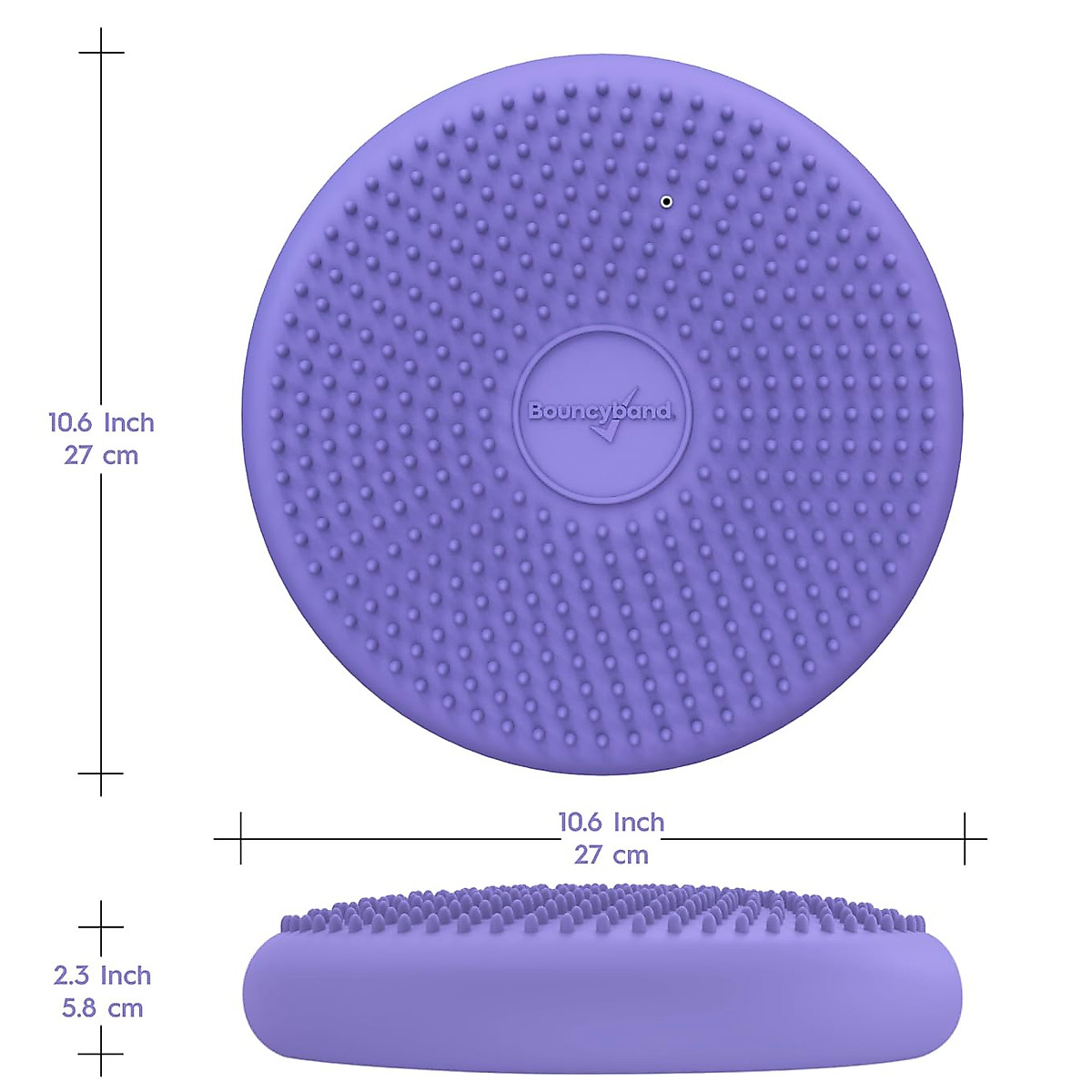 BouncyBand Wiggle Seat, Purple, 1-Pack – Small 10.75” D x 2.5” H Wobble Cushion for Kids Aged 3-7 – Sensory Tool Promotes Active Learning & Improves Productivity – Includes Pump for Easy-Inflation