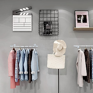 AddGrace 2 Pack Clothes Rack White Wall Mounted Industrial Pipe Clothing Rack for Hanging Clothes Multi-Purpose Garment Bar for Wardrobe and Laundry Room