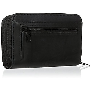 Buxton Women's Heiress Double Zip Organizer, Black, One Size