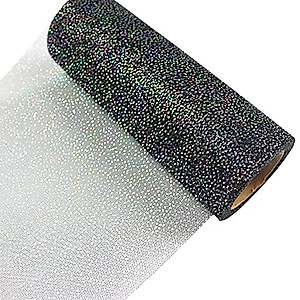 Yuanchuan Mirage Glitter Tulle Rolls 6 inch x 10 Yards (30 feet) for Table Runner Chair Sash Bow Pet Tutu Skirt Sewing Crafting Fabric Christmas Wedding Unicorn Halloween Party Gift Ribbon (Black)