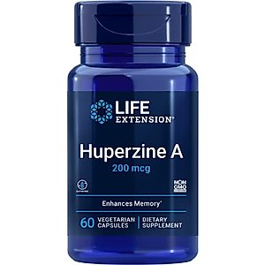 Life Extension Huperzine A 200 mcg – Promotes Memory Health – Gluten-Free – Non-GMO – Vegetarian – 60 Vegetarian Capsules