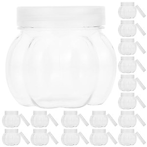 Mini Halloween Candy Jar Plastic Halloween Candy Jars with Lids 20PCS Pumpkin Shaped Clear Cookie Jar Container Storage Jars for Coffee Bean Nut Spices Canister Party Sweet