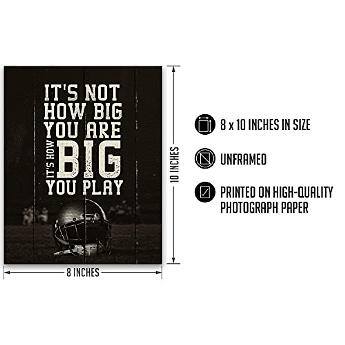 Football Inspirational Wall Art for Boys, Kids Room, Family or Game Room, Man Cave, Den - Teen Room Decor - Home Decor Gift for Sports Fans, Football Players - 8x10 unframed print