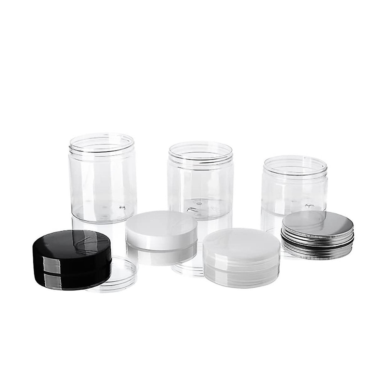 UUYYEO 6 Pcs 60ml Clear Plastic Pots Jars Containers with Lid Clear Slime Storage Favor Jars Empty Cosmetic Containers for Lotion Eye Shadow Creams Clear