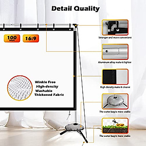 Outdoor Projector Screens with Stand 100 inch, 16:9 HD 4K Portable Indoor Projection Screen for Home Theater, Foldable Movie Projector Screens with Carry Bag for Camping and Recreational