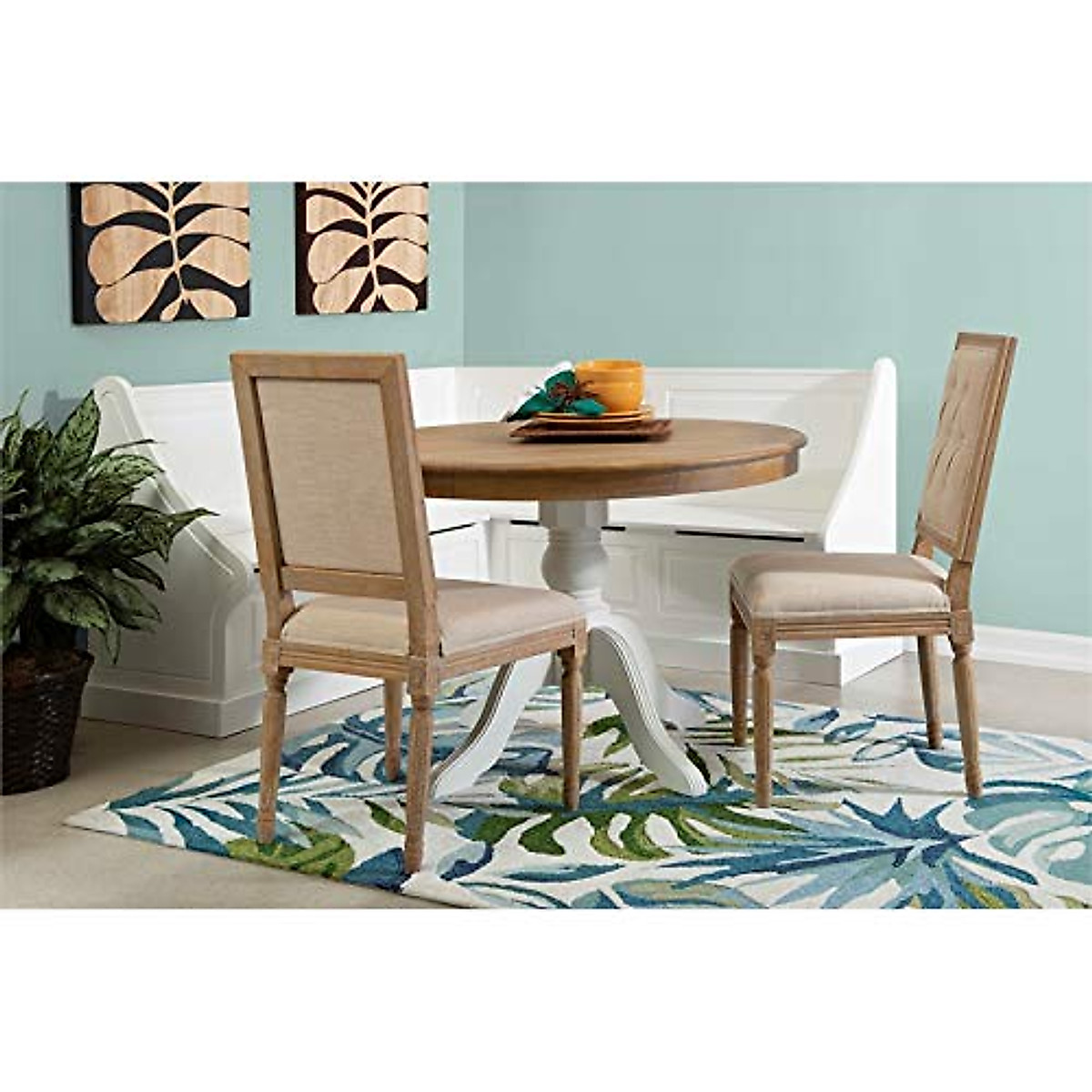 Riverbay Furniture Wood Corner Kitchen Dining Breakfast Nook in White