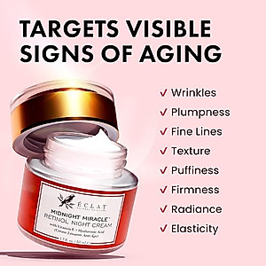 Retinol Night Cream - 2.5% Retinol with 2.5% Hyaluronic Acid - Retinol Face Moisturizer to Boosts Elasticity and Hydration, Firming Anti Wrinkle Cream, Anti Aging Face Cream, Skin Care Facial Cream