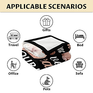 Personalized Guinea Pig Blanket Gifts with Name - 50x60 Inches Cute Throw Blanket for Girls - Black Soft Fuzzy Blankets for Bed, Couch & Living Room