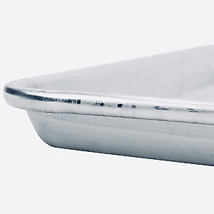 Full Size 18 Gauge Sheet Baking Pan, Wire in Rim Aluminum Bun Pan, Professional, Commercial, and Industrial Grade Pan by Tezzorio