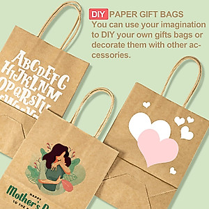 MAQIHAN Small Kraft Bags with Handles 12 pcs Kraft Gift Paper Bags Brown Kraft Bag Small Gift Bag Craft Bags with Candy Birthday Party Favor Christmas Valentines Shopping Small Business Gift Bags