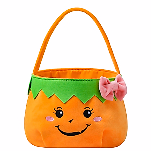 THOVSMOON Halloween Trick or Treat Bags,Halloween Candy Basket Tote, Tote Gift bucket for Halloween Party Favor Supplies (Pumpkin)