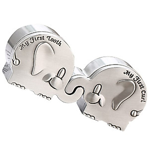 Kisangel 1 pair box Kids and Curl Shower Elephant Container Silver Keepsake Save Souvenir St Toddler Storage Saver for Fairy Organizer First Metal Teeth Holder Tooth
