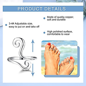 FIBO STEEL 12Pcs Adjustable Toe Rings for Women Open African Toe Rings Summer Beach Foot Jewelry
