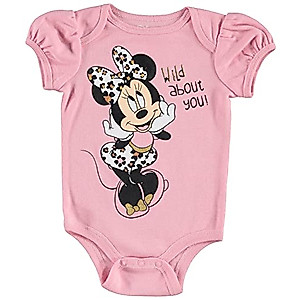 Disney Minnie Mouse Newborn Baby Girls 4 Piece Outfit Set: Bodysuit Pants Bib Hat Pink 3-6 Months