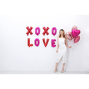 16 Inch XOXO LOVE Letters Pink Red Foil Balloons (XOXOLOVE)