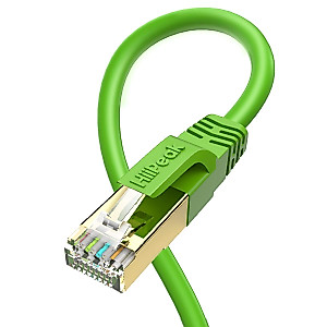 Cat8 Ethernet Cable 1FT, Indoor&Outdoor, Heavy Duty High Speed 26AWG Cat8 Network LAN Cable 2000Mhz, 40Gbps with Gold Plated RJ45 Connector, Weatherproof S/FTP UV Resistant for Router,Modem,PC Green