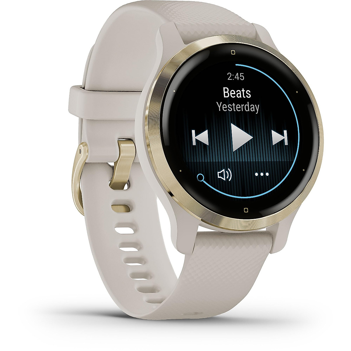 Garmin Venu 2S, Smaller-Sized GPS Smartwatch with Advanced Health Monitoring and Fitness Features, Light Gold Bezel with Tan Case and Silicone Band, (010-02429-01) (Renewed)