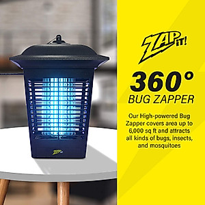 ZAP IT! Electric Bug Zapper Lantern - Indoor and Outdoor Plug-in 360 Degree Mosquito Control, Insect and Fly Killers | UV Light and Electric Shock Mosquito Killer Lamp | Includes Bug Collector