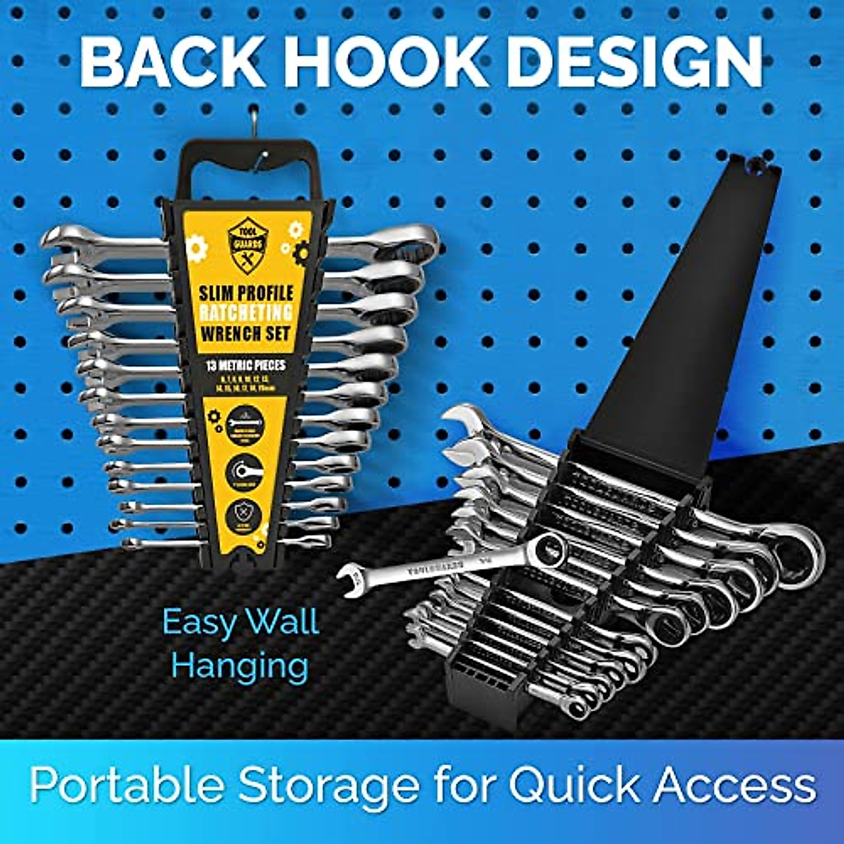 TOOLGUARDS Ratcheting Wrench Set 26 Pieces INCH/MM slim profile with Rack Organizer - Wrenches - 100% Lifetime Satisfaction Guarantee