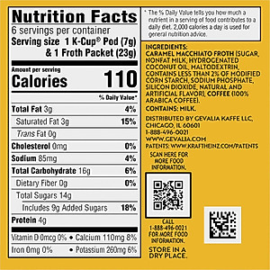 Gevalia Caramel Macchiato Espresso K-Cup Coffee Pods and Froth Packets (6 Pods and Froth Packets)