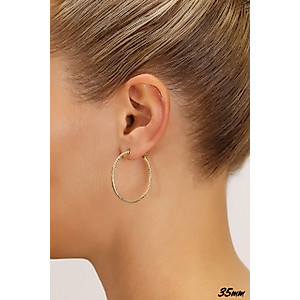 14k Yellow Gold Twisted Square Tube Hoop Earrings (35mm - 1.4'')…