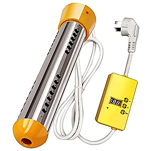 Immersion Water Heater, 1500W Portable Electric Submersible Water Heater with Timer, Stainless Steel Guard Cover and Digital Thermometer for Home Travel Camping