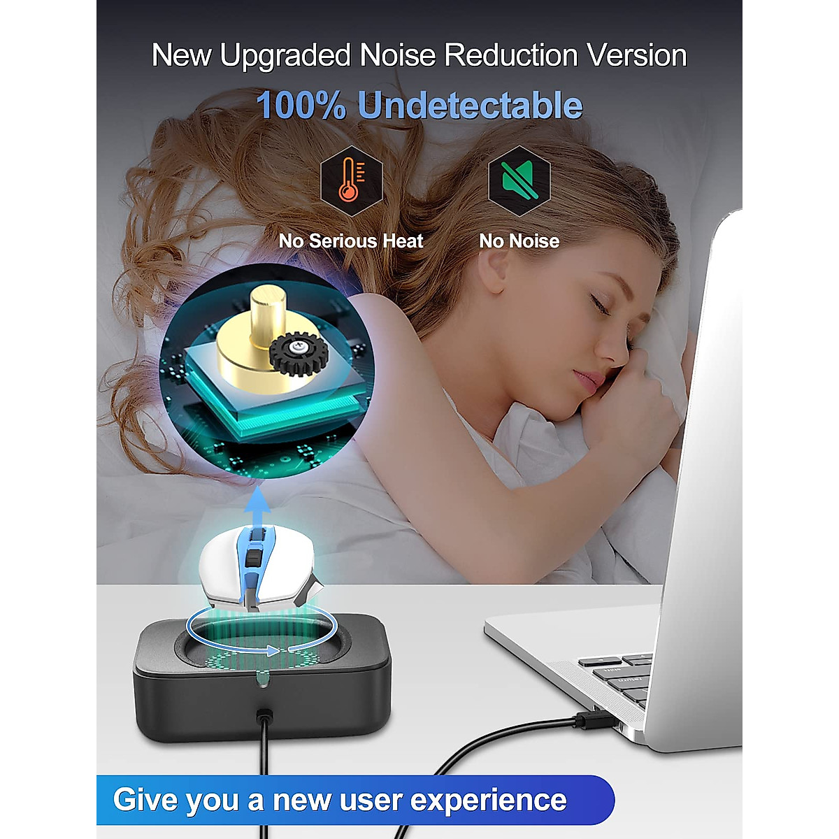 Meatanty Mouse Mover Undetectable, Super-Silent Mouse Jiggler Device Move Randomly, Automatic Wiggler Shaker Giggler, Adjustable Interval Timer, Keep Computer Laptop Active for Office Home Remote Work