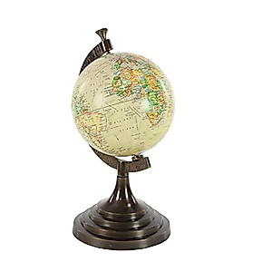 Deco 79 Aluminum Metal Globe, 9" x 8" x 16", Copper