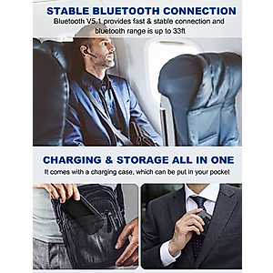 DECHOYECHO Bluetooth Headset V5.1, Wireless Headset with Battery Display Charging Case, Bluetooth Earpiece with Noise Canceling Mic for Driving, Office, Business, Compatible with Cell Phone and PC