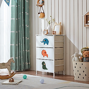 FRAPOW 3 Drawers Kids Dresser Bundle with 4 Drawers Children Dressers, Boys Storage Organizer Dresser for Baby Child Bedroom