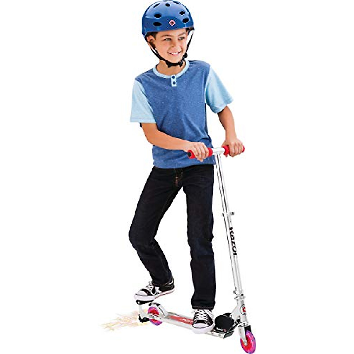 Razor Spark+ Kick Scooter - LED Light-Up Wheels, Spark Bar, Lightweight Aluminum Frame, Foldable, Adjustable Handlebars