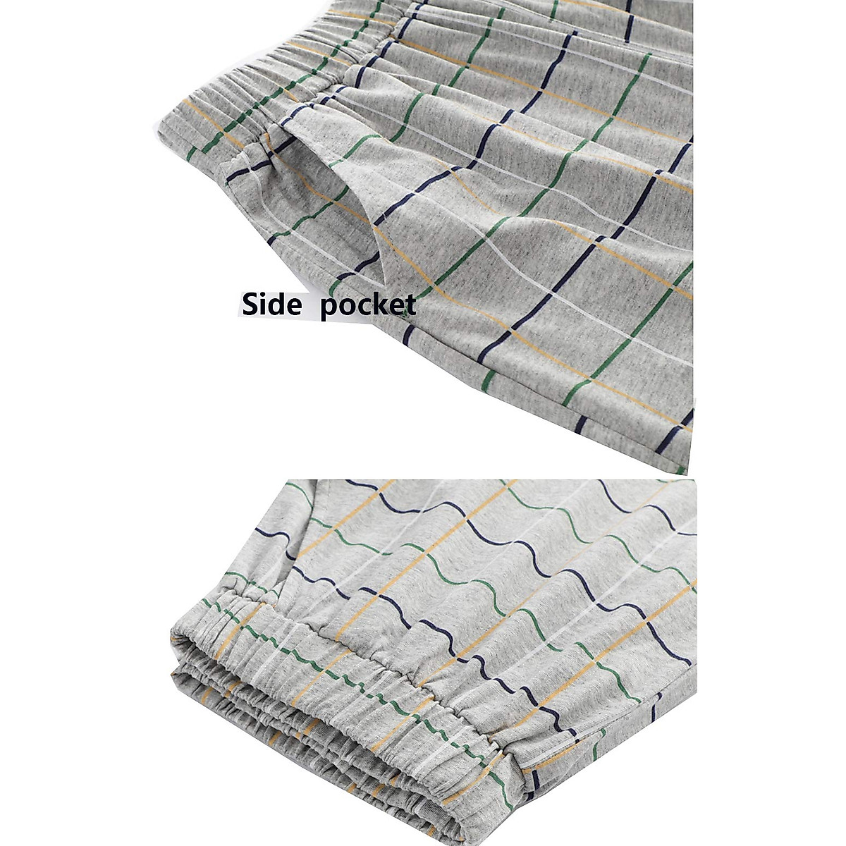 Leisure Home Big Boys Pajamas,Long Plaid Strips Cotton Shorts Tee Shirt Sleepwear Teens 8-18 Years (10-12 Years, BuleGrey), BoyPJS009