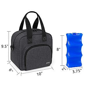 Luxja Breastmilk Cooler Bag with an Ice Pack (Hold 6 Breastmilk Bottles, 5-9 Ounces), Leakproof Cooler Bag for Breast Milk and Bottle Set, Black
