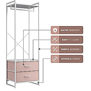 Sorbus Premium Cothing Rack with Drawers - Heavy Duty Wardrobe Closet with Metal Frame & Wooden Top - 70Inch Tall Garment Rack- Lightweight Freestanding Coat Closet - Multipurpose for Hallway, Bedroom