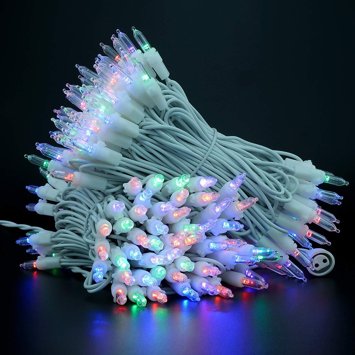 YULETIME 66 Feet 200 Count Color Changing LED String Lights with 10 Modes Remote Control, Warm White/Multicolor Variable Color Christmas Lights (White Wire)