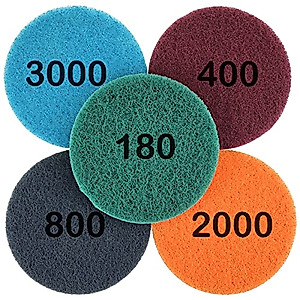 4.76-Inch Flocking Scuff Pads Conditioning Discs Polishing Pad Buffing Wheels for Furniture Automotive Cleaning, Rust Removal and More, Use Wet and Dry, 5 Different Finenesses.