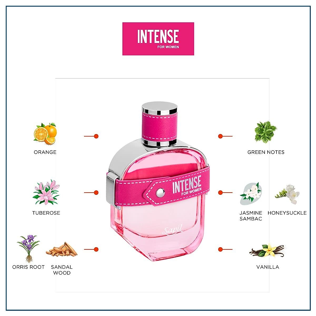 Sapil Intense Perfume for Women – Long Lasting Dubai Perfume for Women – Fruity Floral EDP 3.4 Oz (100 ml) – Ideal Everyday Scent – Arabic Cologne for Women