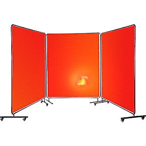 VEVOR Welding Curtain 6' x 6' Welding Screens Flame Retardant 3 Panel Welding Curtain with Frame and Wheels, Translucent Welding Shield, Flame Resistance Weld Curtain, Adjustable Size, Red…