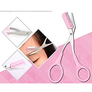 LETB Pink Color 12 Pieces Beauty Care Tools Eyebrow Trimming Kit Eyebrow Scissor&Comb Eyebrow Brush Grooming Set Tweezers and Razor Set Included Free Pink Travel Case Gifts for Girls Women
