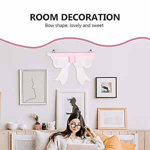VOSAREA 2pcs Bow tie Rack Wooden Storage Shelf Wall Storage Rack Office Shelves Bookshelf for Kids DIY Floating Shelf Brackets Floating Bookshelves Bowknot Hanging Storage Rack Household