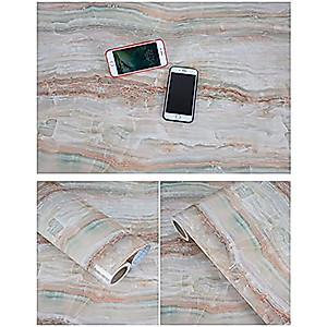 Peel and Stick Marble Granite Contact Paper for Kitchen Bathroom Countertop Backsplash Table Desk Furniture Self Adhesive Vinyl Marble Shelf Liner Wallpaper (24 by 117 Inches)