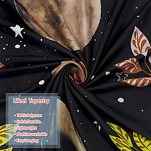 Lifeel Moonlit Garden Tapestry, Moon Phase Surrounded by Vines and Flowers Black Wall Decor Tapestry 36×48 inches